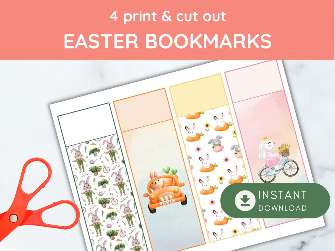 Kids Easter Bunny Bookmarks: Printable Classroom Reading (digital ...