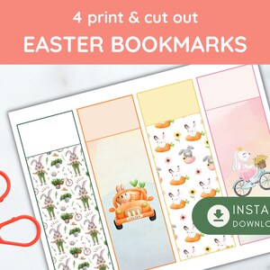 Kids Easter Bunny Bookmarks: Printable Classroom Reading (digital ...