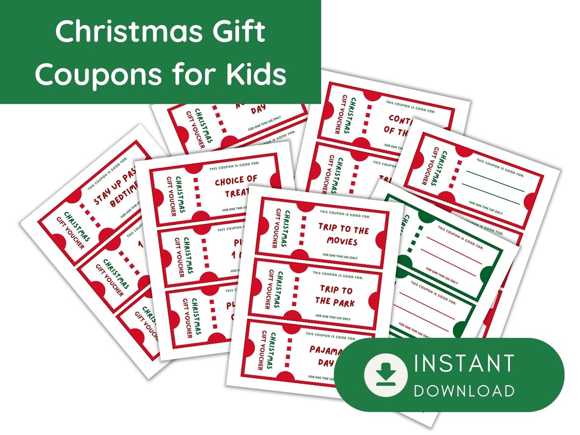 Printable Christmas Coupons for Kids: Write-in Gift (PDF) - Etsy
