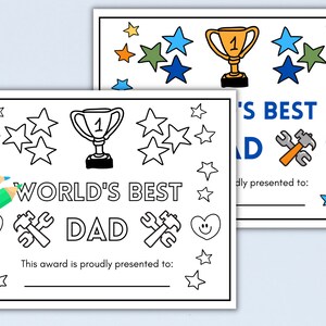 Best Dad Certificate Coloring Activity Sheet for Kids to Give to Dads ...