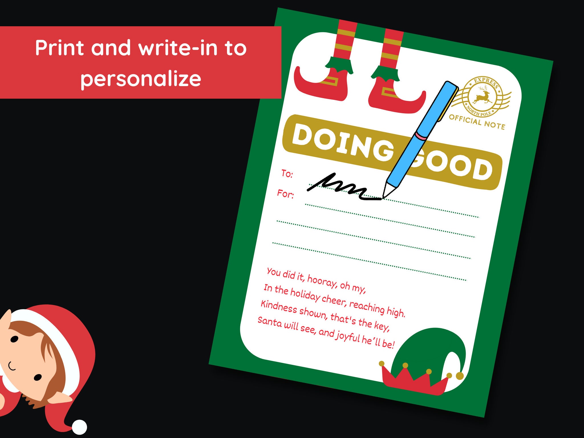 Printable Elf doing Good Report Letter Print at - Etsy