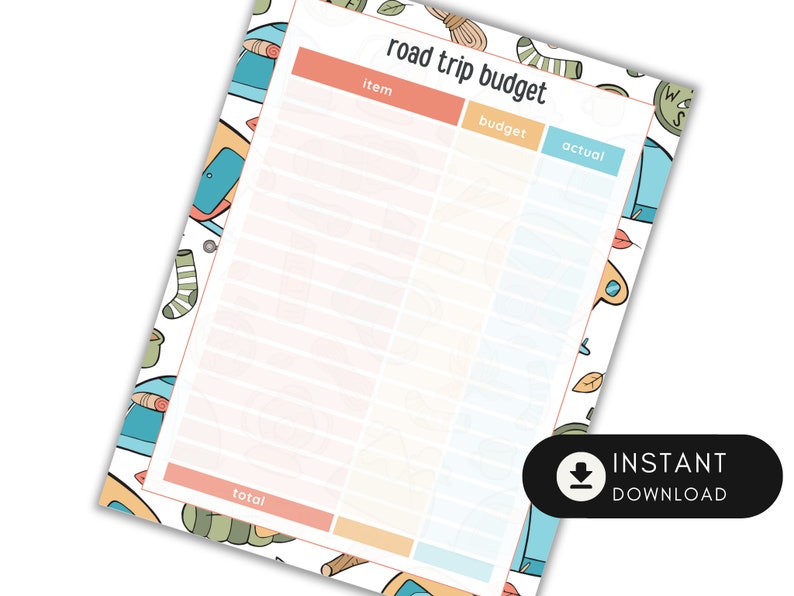 Printable Road Trip Family Travel Planner, Travel Budget Planner ...