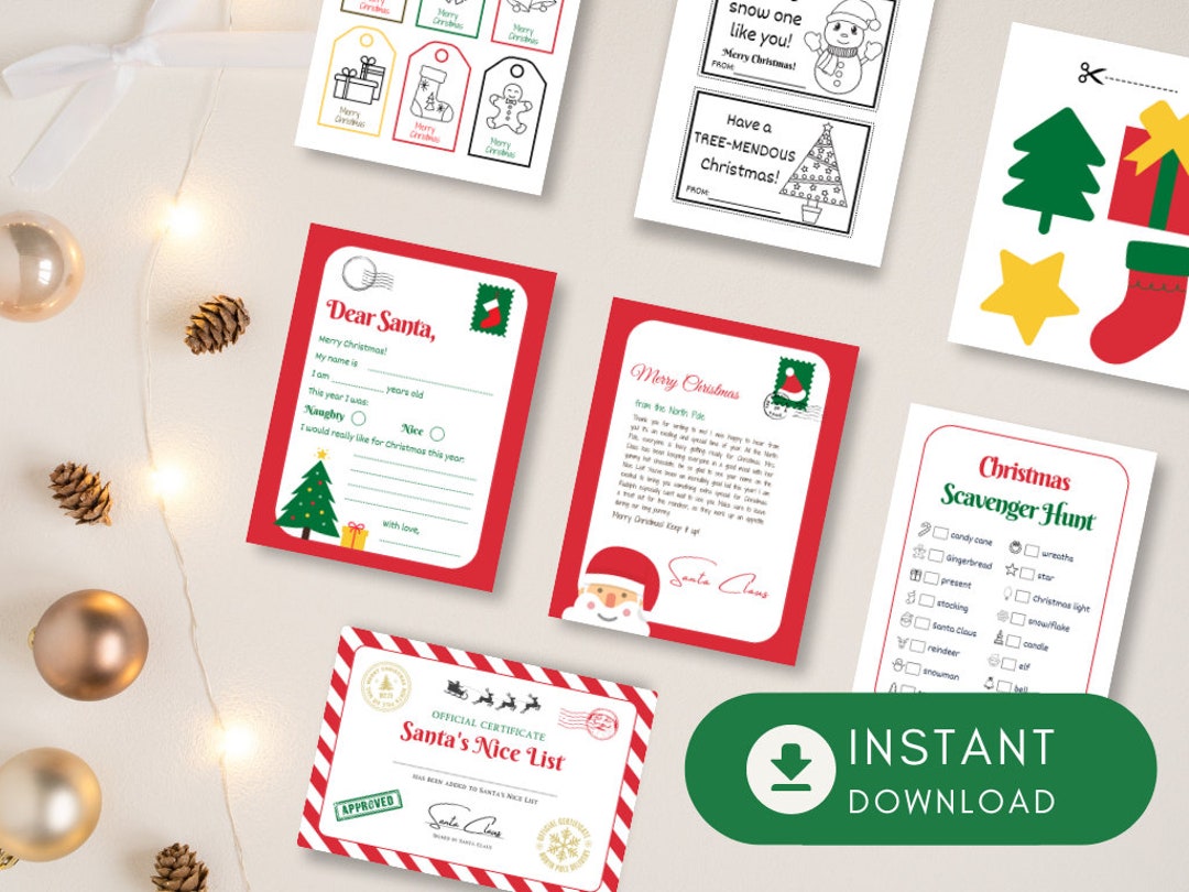 Printable Kids Christmas Activity Pack: Dear Santa Letter, Santa ...