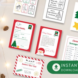 Printable Kids Christmas Activity Pack: Dear Santa Letter, Santa ...