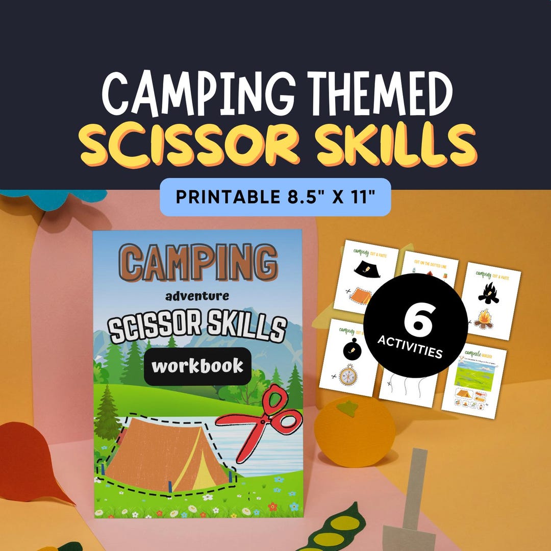 Camping Scissor Skills Workbook: Printable Cutting Practice (PDF ...