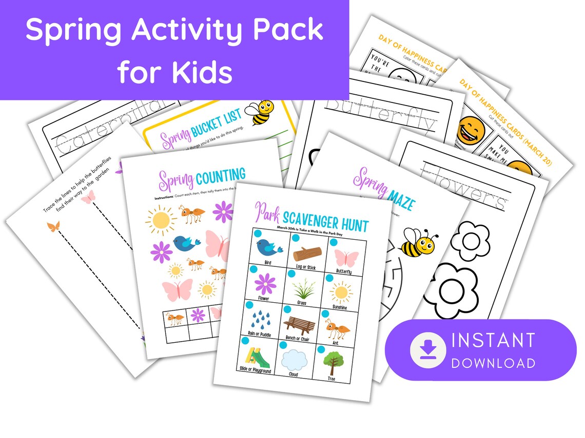 Printable Spring Activity Pack for Toddlers: Calendar, Spring Activity ...