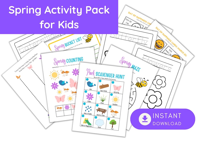 Printable Spring Activity Pack for Toddlers: Calendar, Spring Activity ...