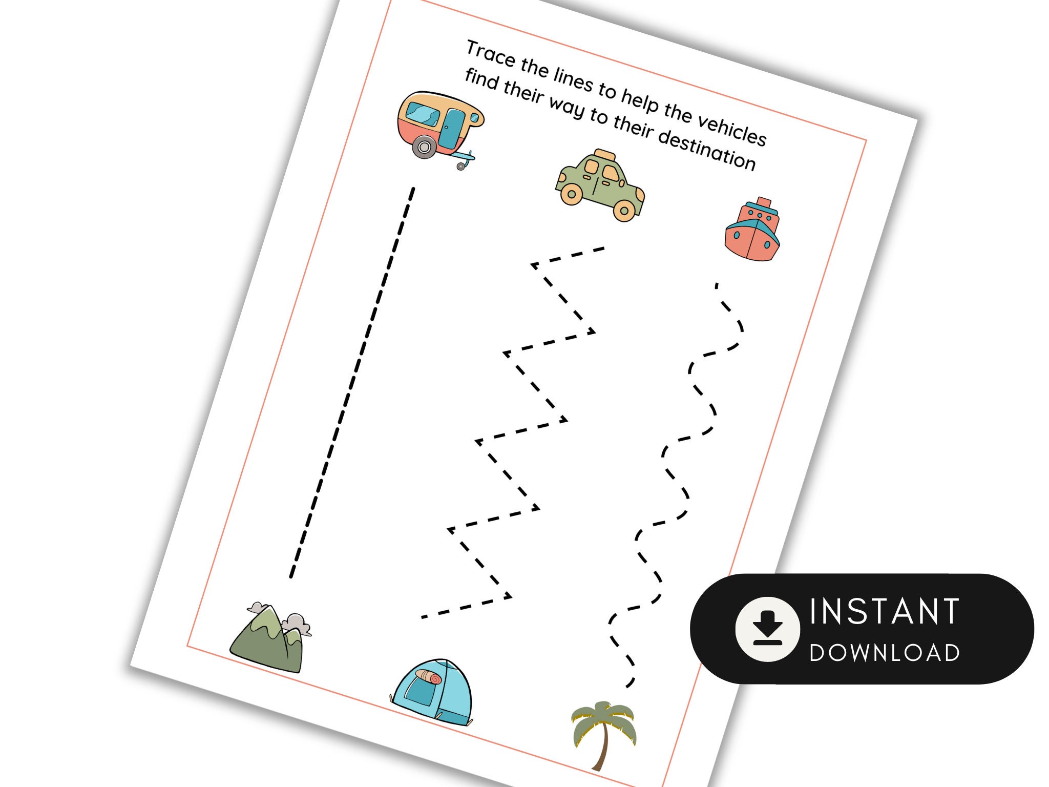 Printable Road Trip Activity Pack for Toddlers: Car Activity, Coloring ...