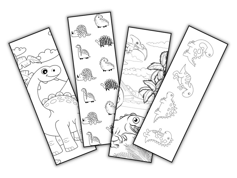 Printable Dinosaur Coloring Bookmarks: Kids Classroom Activity (digital ...