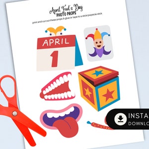 Printable April Fool's Day Photo Props + Kids Activities, Print at Home ...