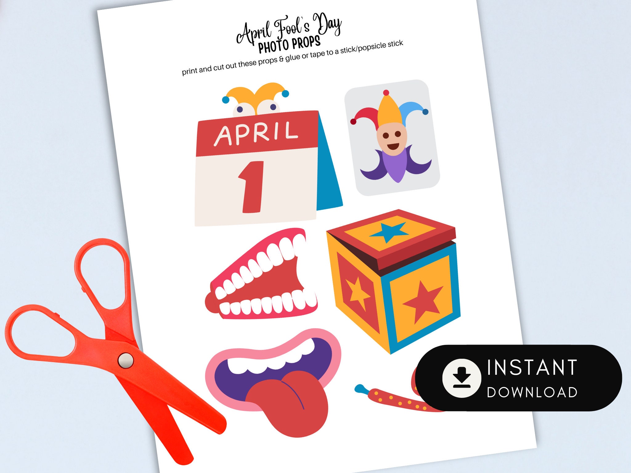 Printable April Fool's Day Photo Props + Kids Activities, Print at Home ...