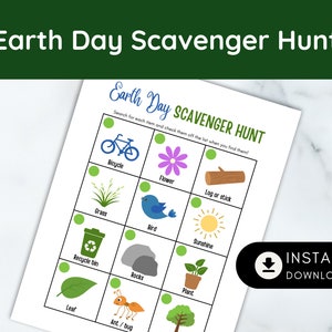 Printable Earth Day Scavenger Hunt for Kids: Earth Day Preschool ...