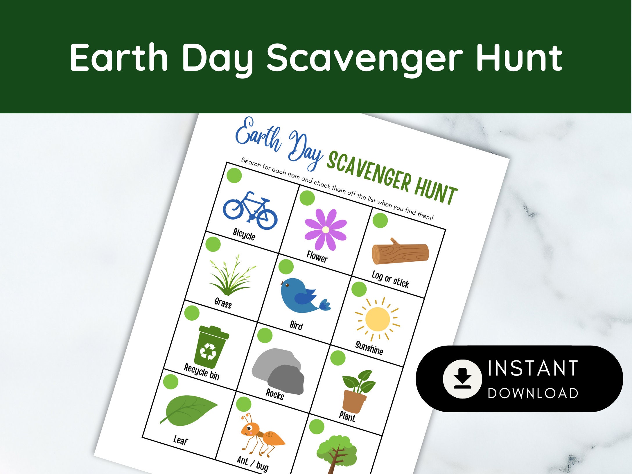 Printable Earth Day Scavenger Hunt for Kids: Earth Day Preschool ...