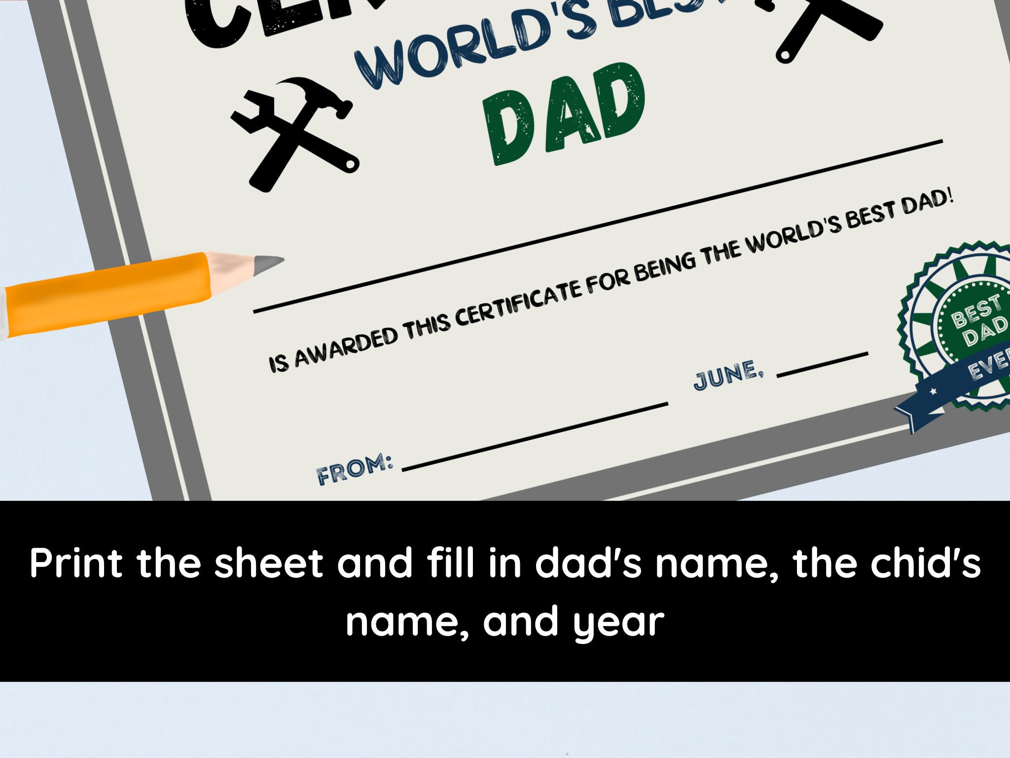 Best Dad Father's Day Certificate Sheet for Kids to Give to Fathers ...