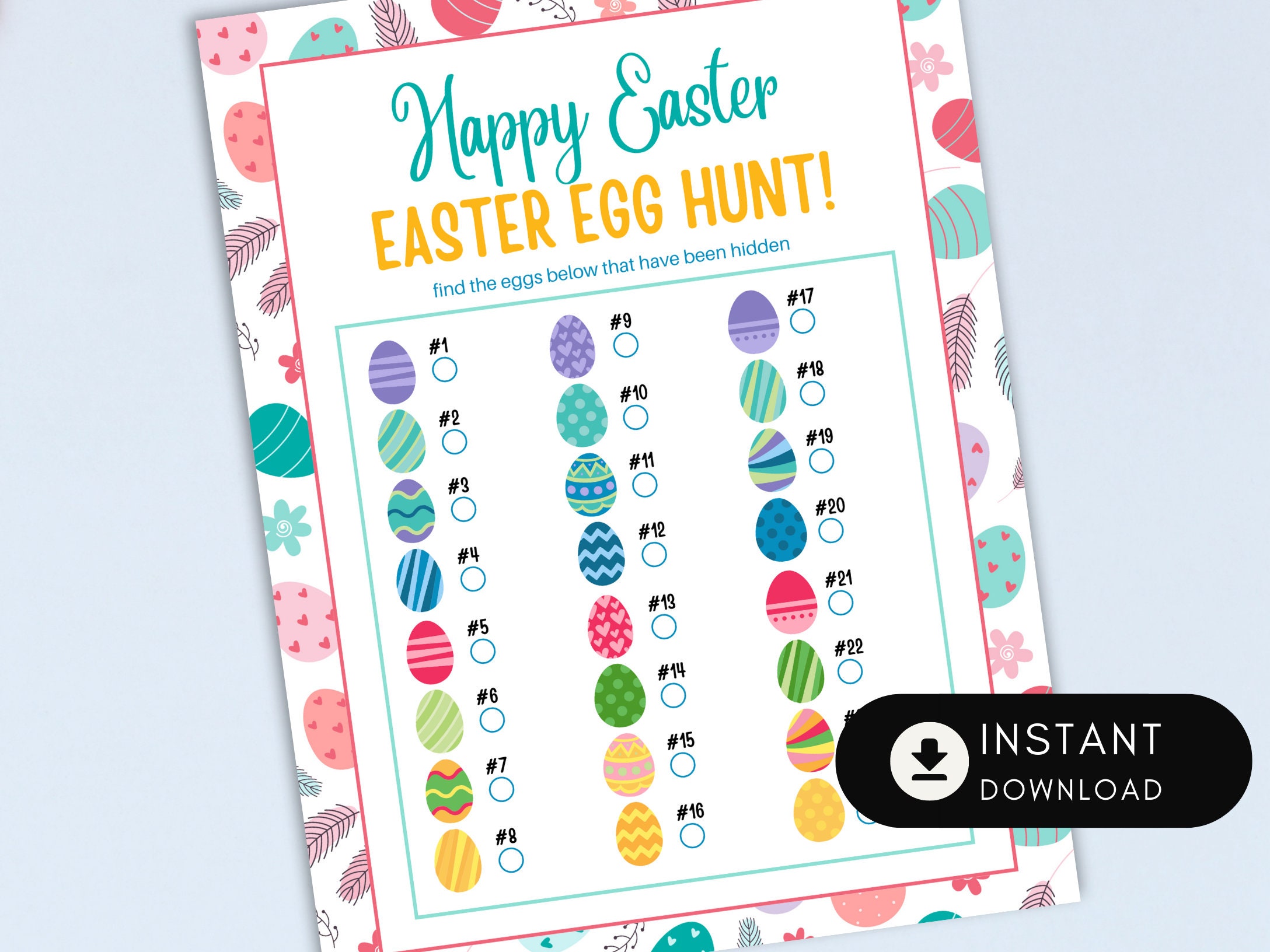 Printable Easter Egg Hunt for Kids: Easter Preschool Activity, Egg Find ...