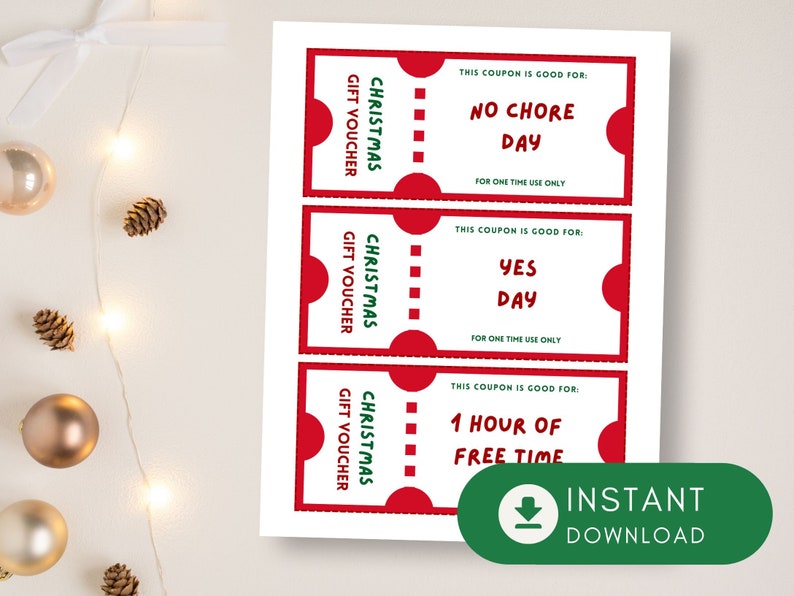 Printable Christmas Coupons for Kids: Write-in Gift (PDF) - Etsy