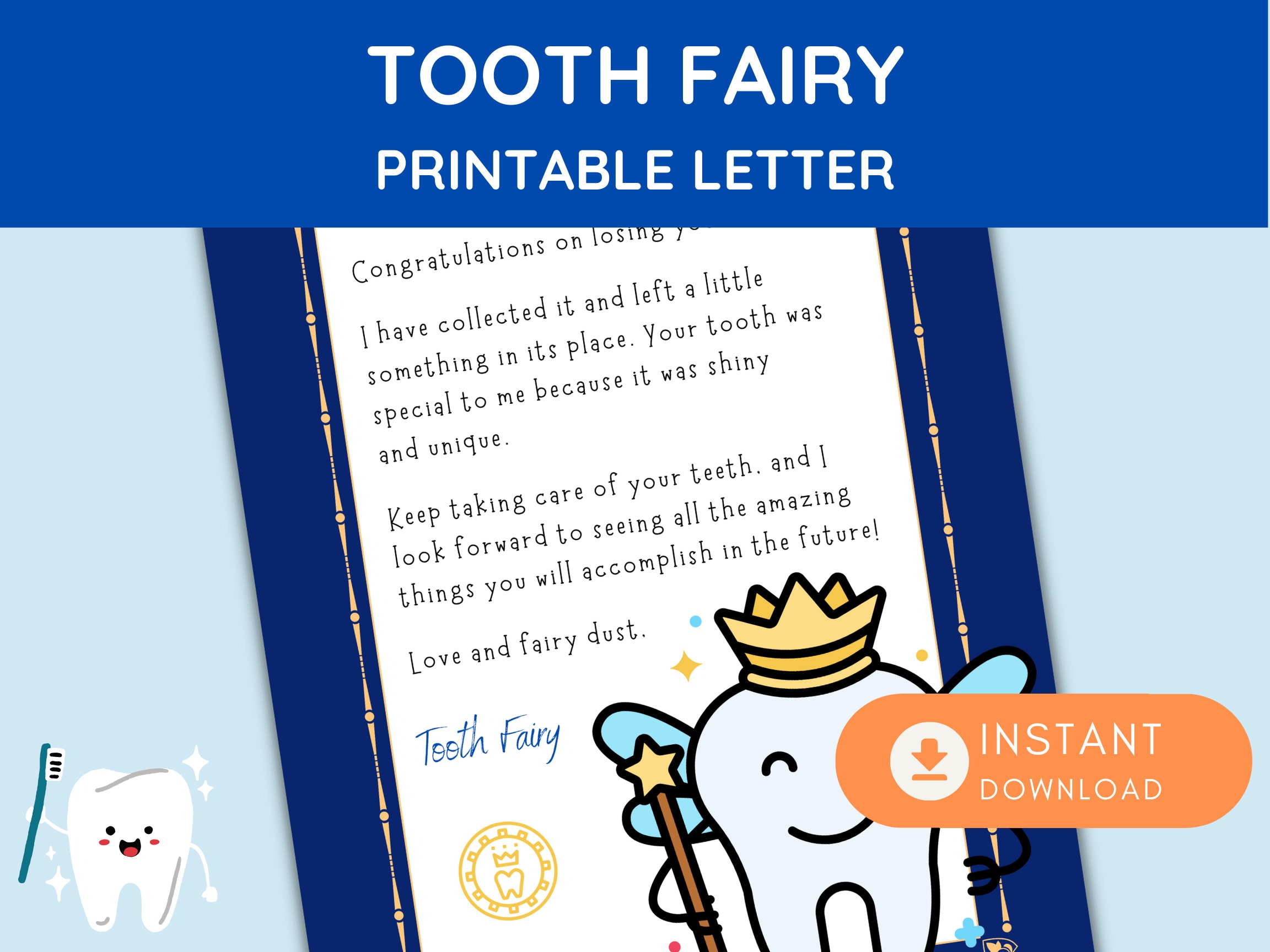 Printable Letter From the Tooth Fairy for Boys - Tooth Fairy Kids ...