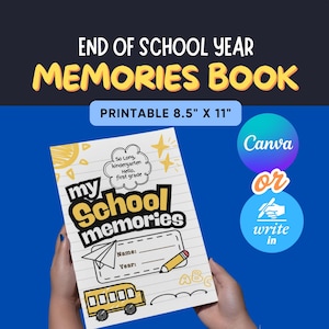 End of School Year Memory Book, Printable PDF Fill-in & Canva-editable ...