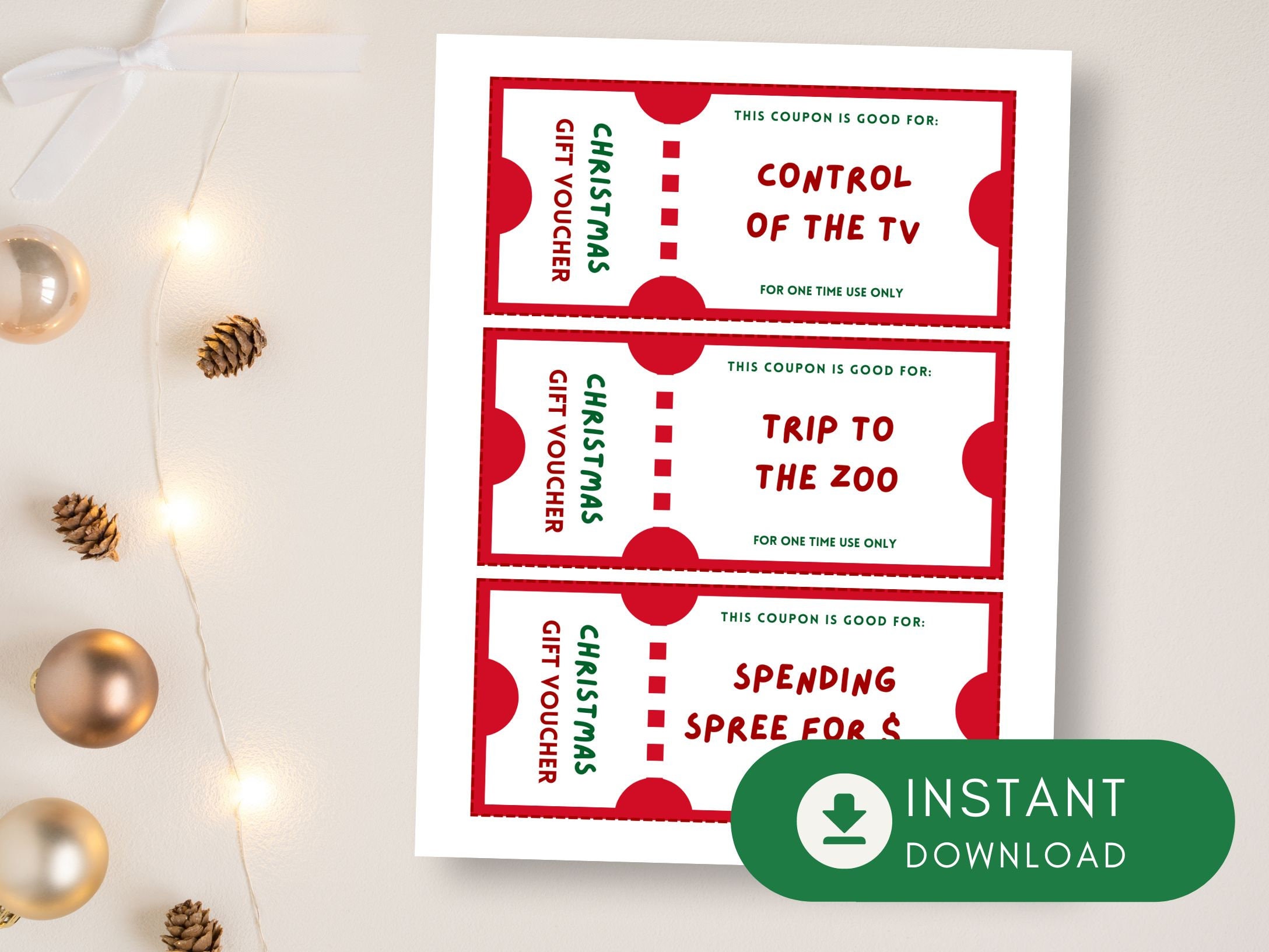 Printable Christmas Coupons for Kids: Write-in Gift (PDF) - Etsy