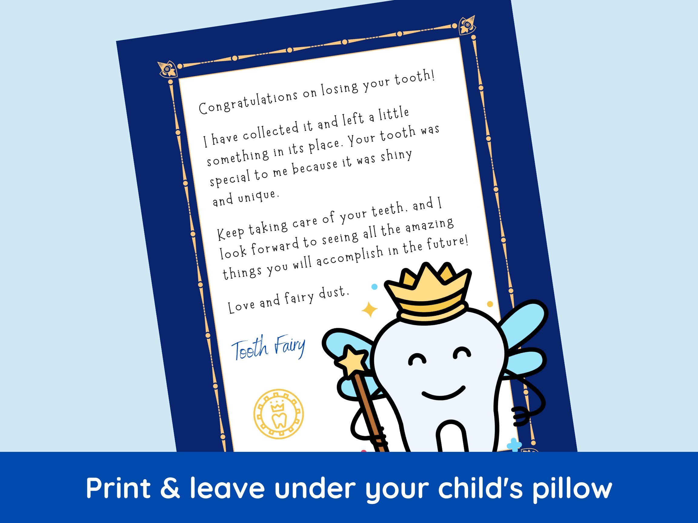 Printable Letter From the Tooth Fairy for Boys - Tooth Fairy Kids ...