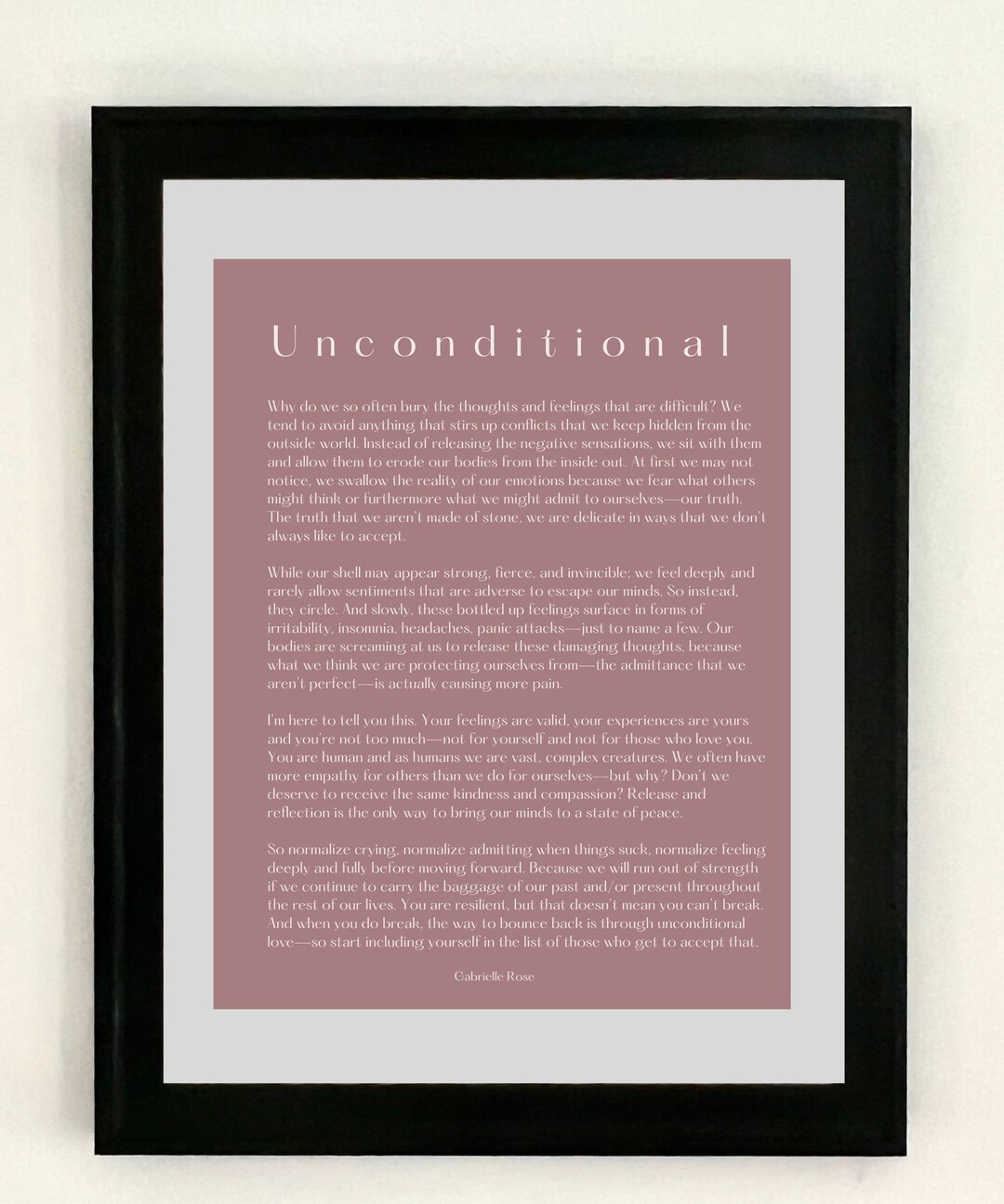 Unconditional by Gabrielle Rose - Poetry Printable Poster, Literature ...