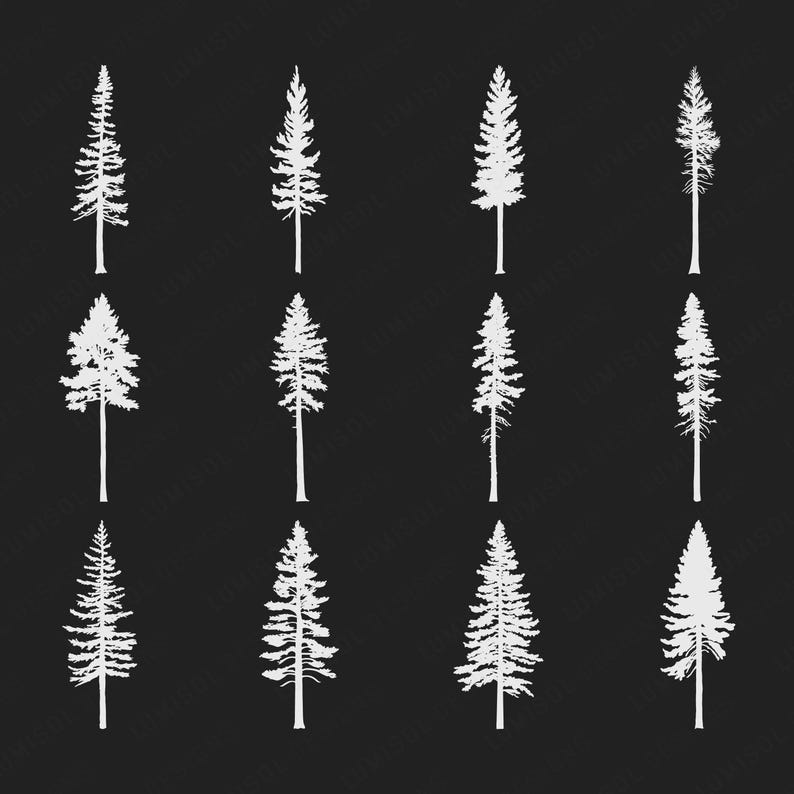 Pine Tree Silhouette SVG Bundle: Christmas & Nature Designs (digital ...