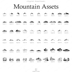 Mountain & Cliff SVG Bundle: Landscape Silhouette Clip Art (commercial ...