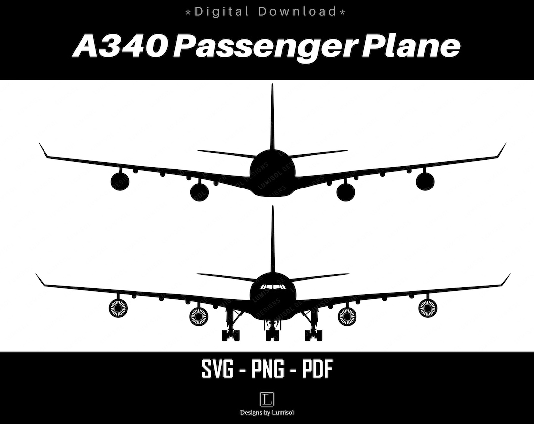 Airbus A340 SVG Vector Files | Passenger Airplane Png | Transparent ...