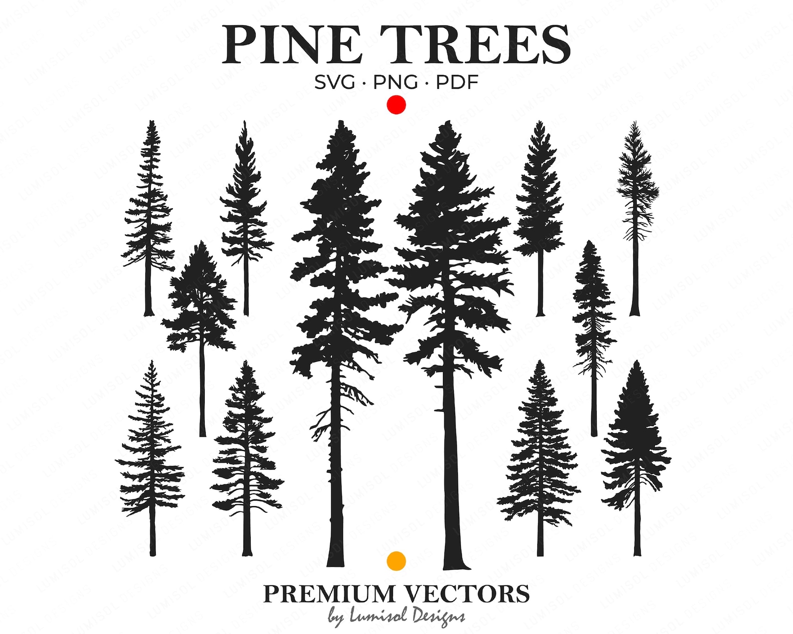 Pine Tree Silhouette SVG Bundle: Christmas & Nature Designs (digital ...