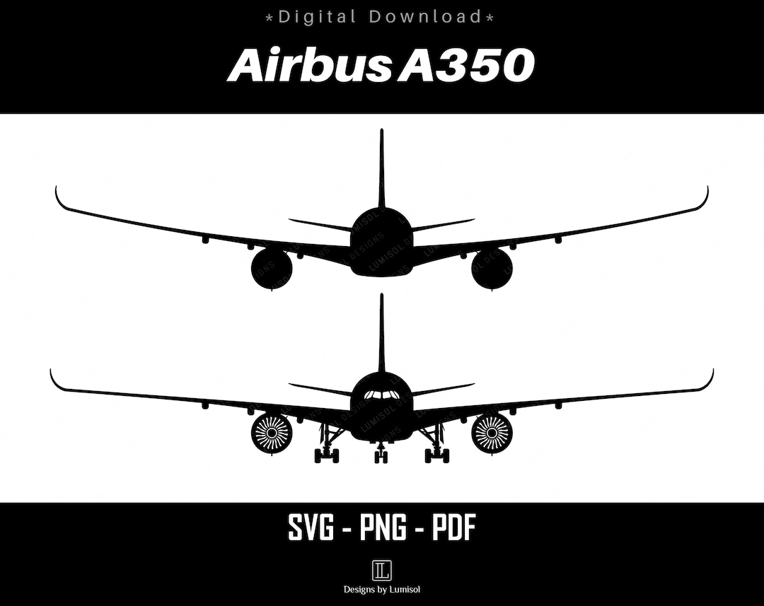 Airbus A350 SVG Vector Files | Passenger Airplane Png | Transparent ...
