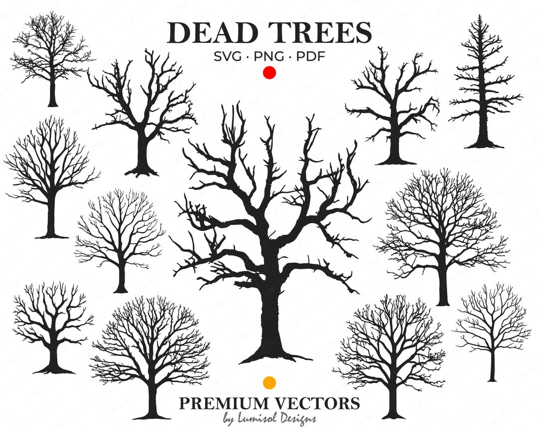 12 Dead Tree Silhouette SVG Bundle | Leafless Fall Trees Clipart | Bare ...