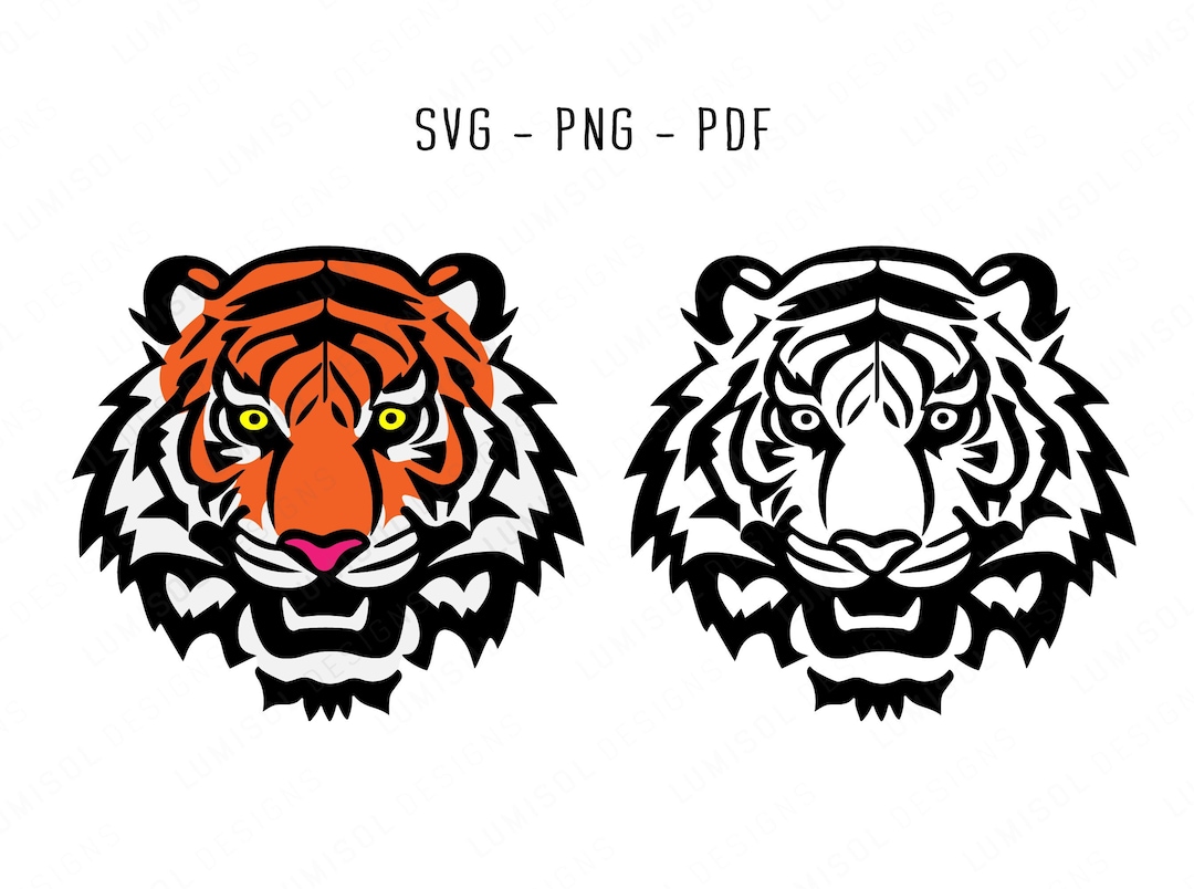 Tiger SVG | Angry Tiger Face Vector | Zoo Animal PNG | Tiger Eyes | Colored Tiger Cut File ...