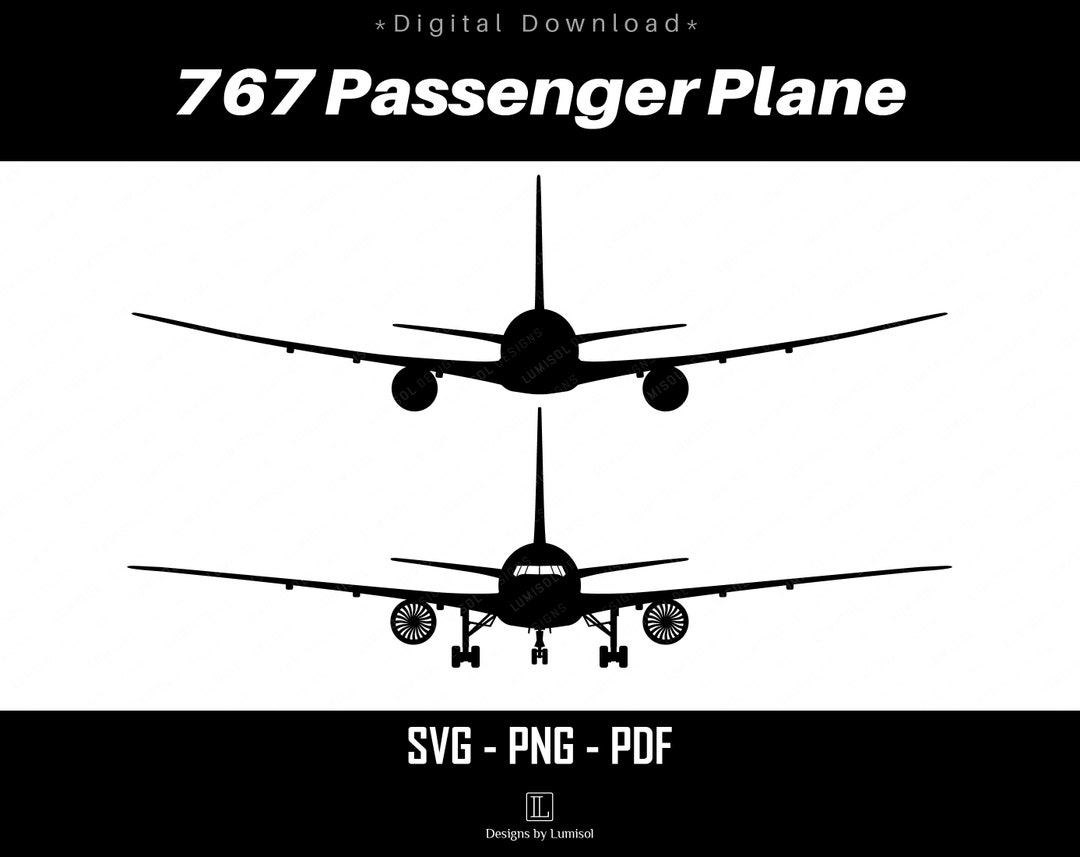 Boeing 767 SVG Vector Files | Passenger Airliner Png Transparent Background | Aviation Clipart ...