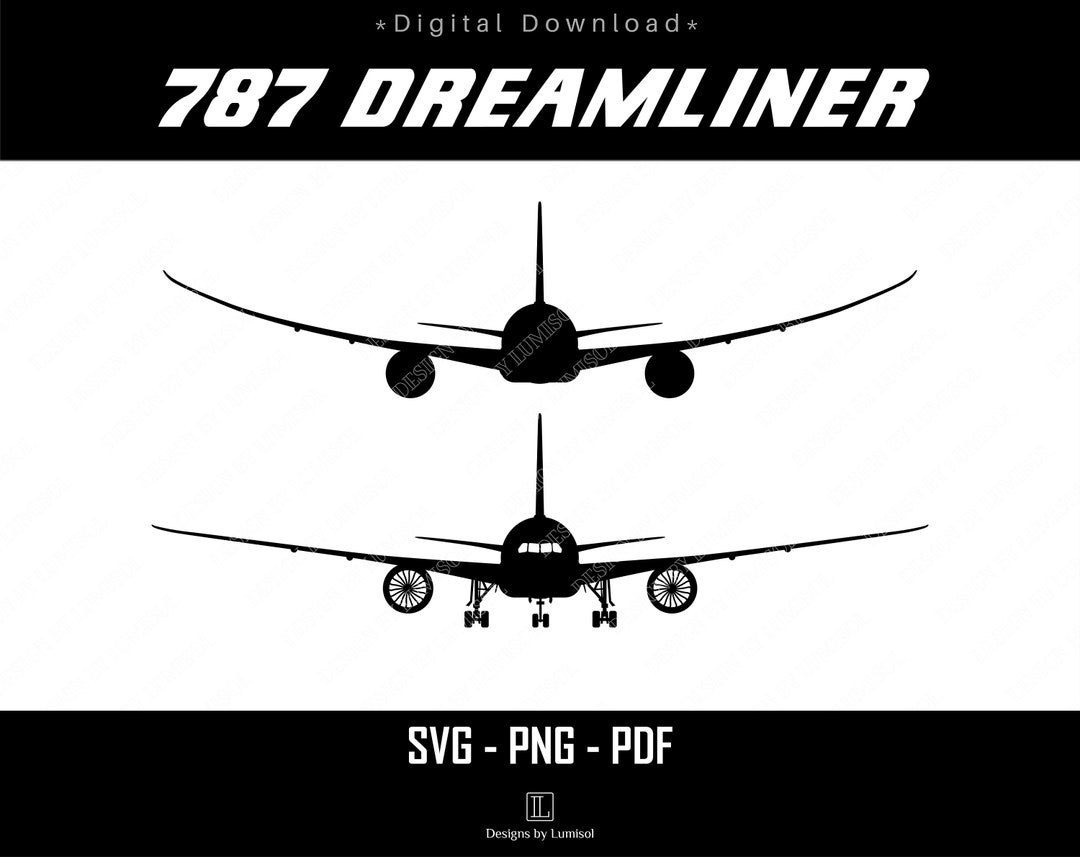 Airplane Svg Boeing 787 Vector Files Passenger Airliner Png Transparent ...