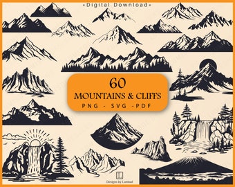 Mountains SVG, File for Cricut, 40 Mountains & Cliffs SVG Bundle, Wide ...
