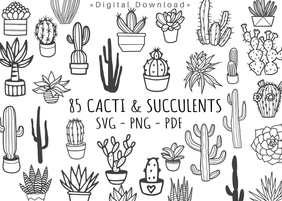 85 Cute Cactus and Succulent SVG MEGA BUNDLE | Desert Plant Set | Cut ...