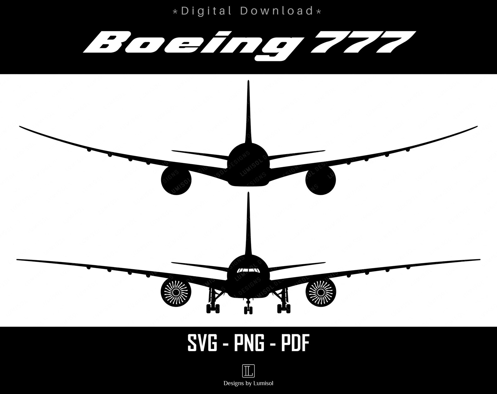 Boeing 777 SVG Vector Files: Aviation Clipart (instant Download) - Etsy