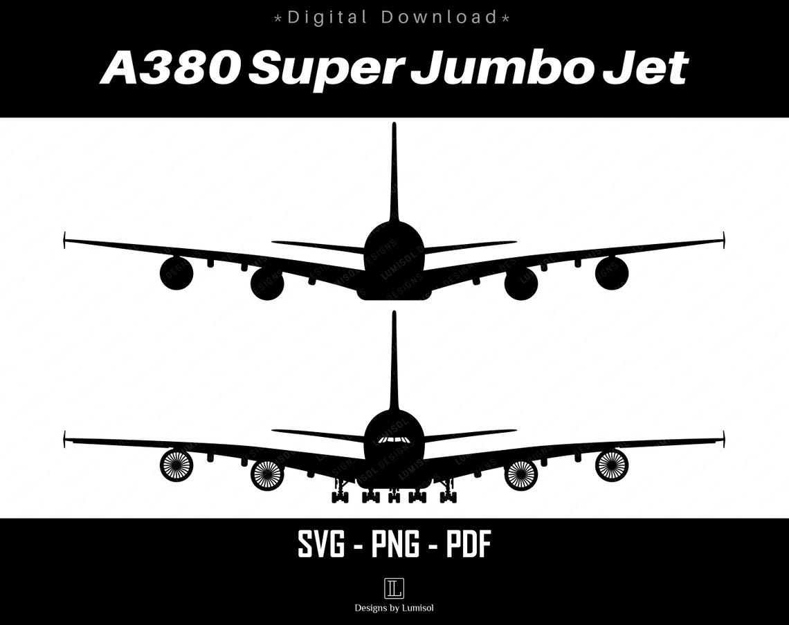 Airplane SVG Airbus A380 Vector Files Passenger Aeroplane - Etsy UK