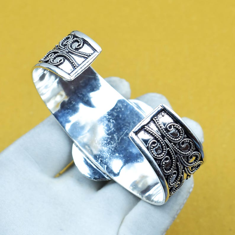 Caribbean Larimar Bangle, 925 Sterling Silver Cuff Bracelet, Vintage ...