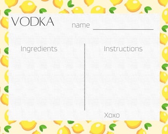 Blank Cocktail Recipe Cards - Etsy
