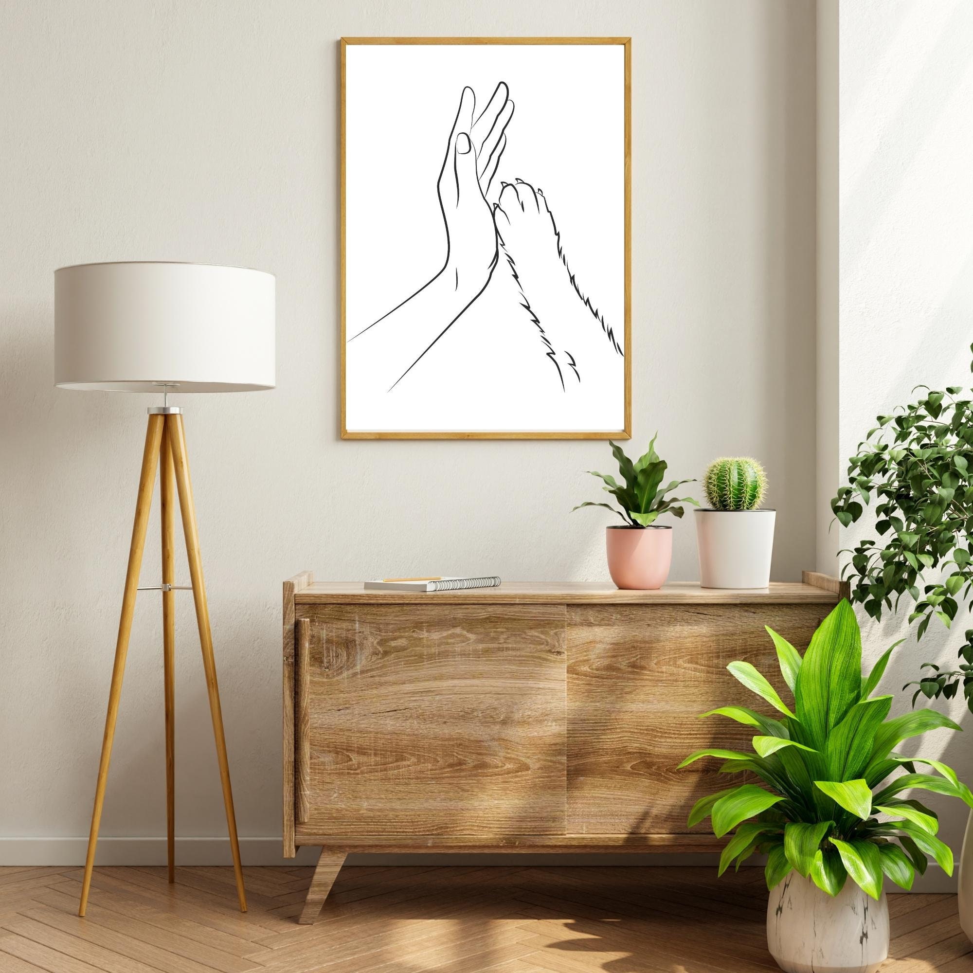 Paw Promise One Line Art Minimalist Paw Drawing High-five Dog Paw and ...