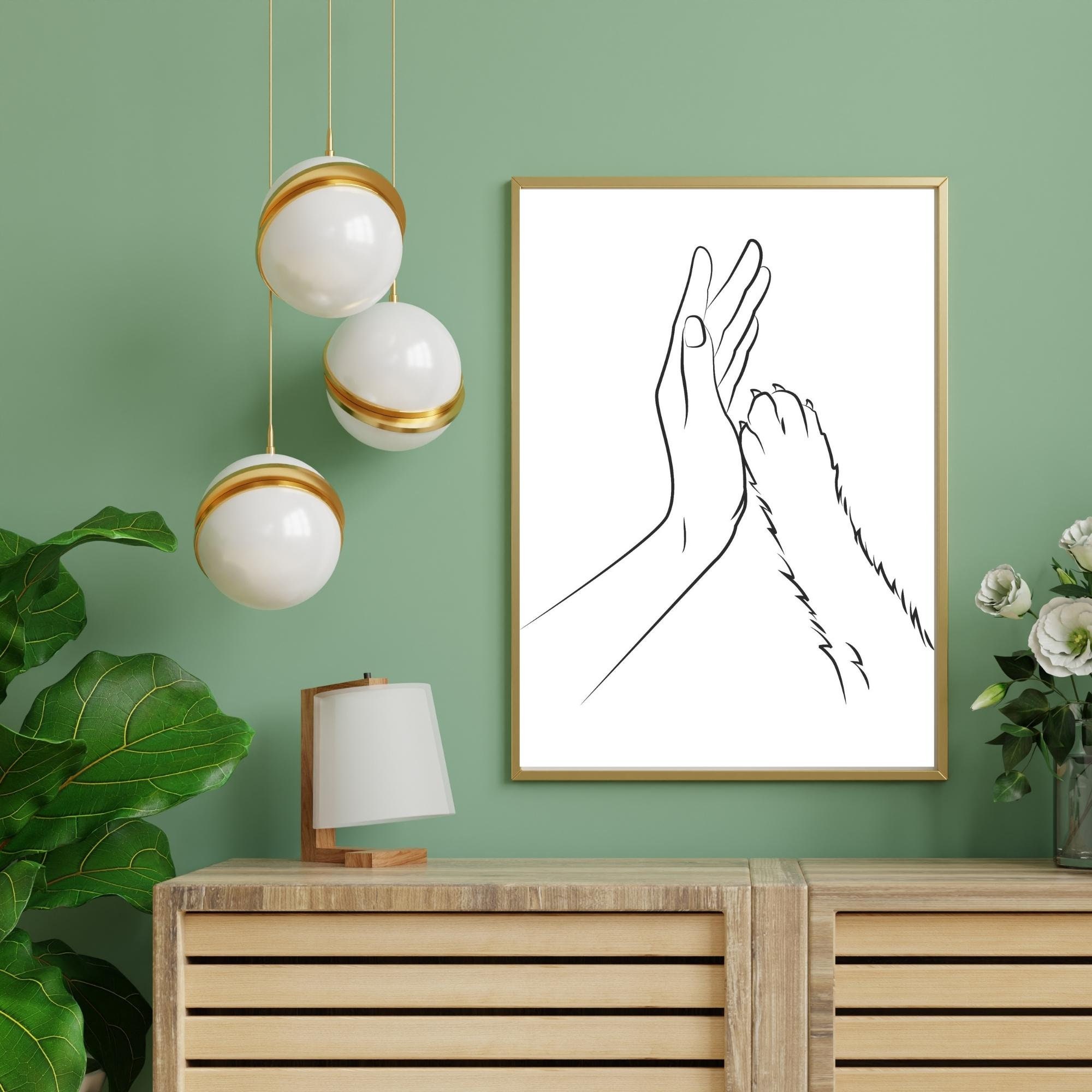 Paw Promise One Line Art Minimalist Paw Drawing High-five Dog Paw and ...