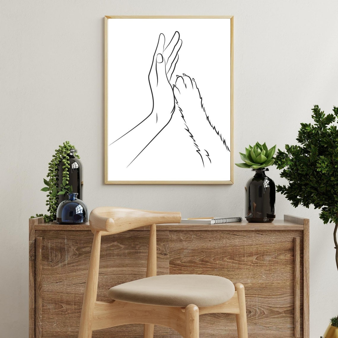 Paw Promise One Line Art Minimalist Paw Drawing High-five Dog Paw and ...