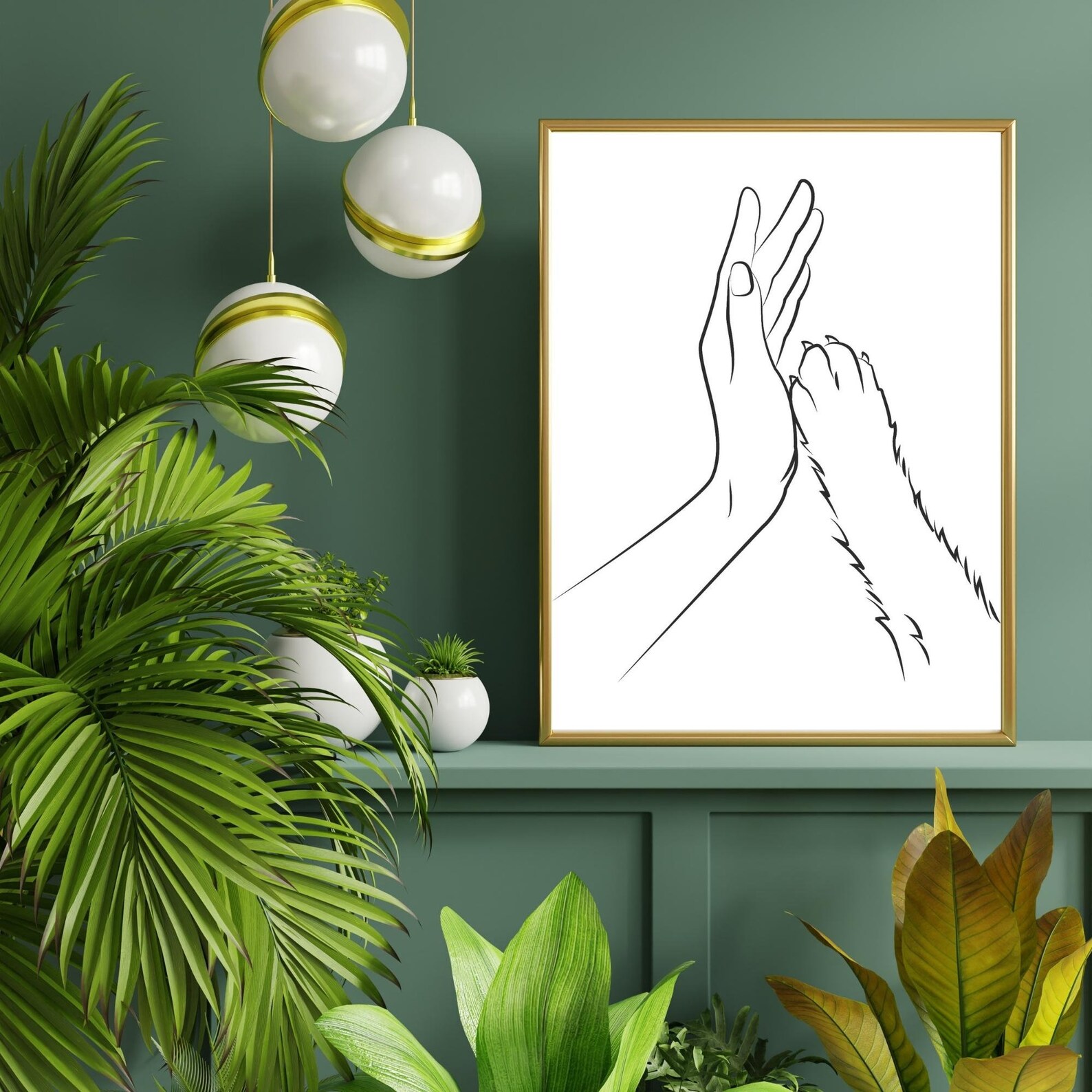 Paw Promise One Line Art Minimalist Paw Drawing High-five Dog Paw and ...