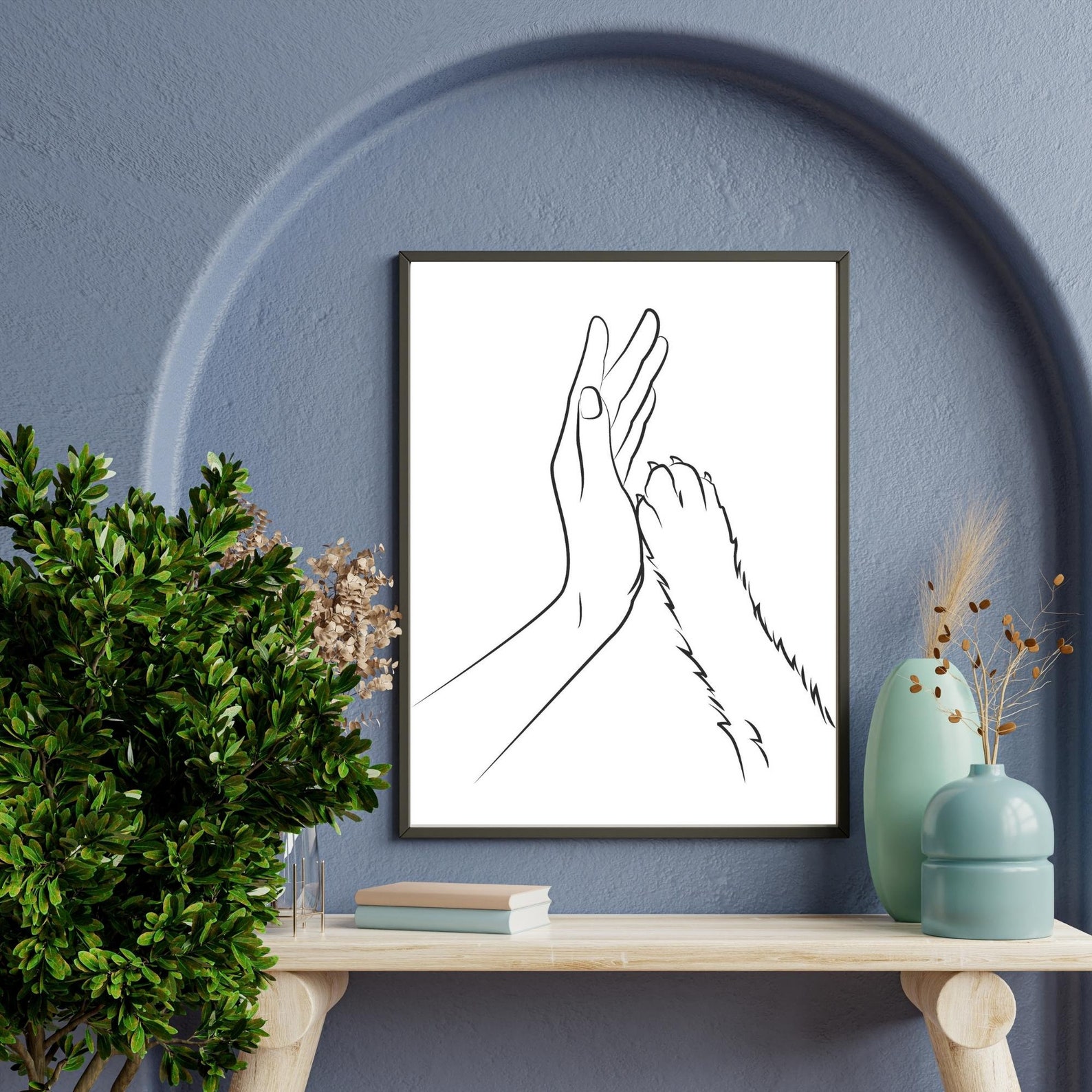 Paw Promise One Line Art Minimalist Paw Drawing High-five Dog Paw and ...