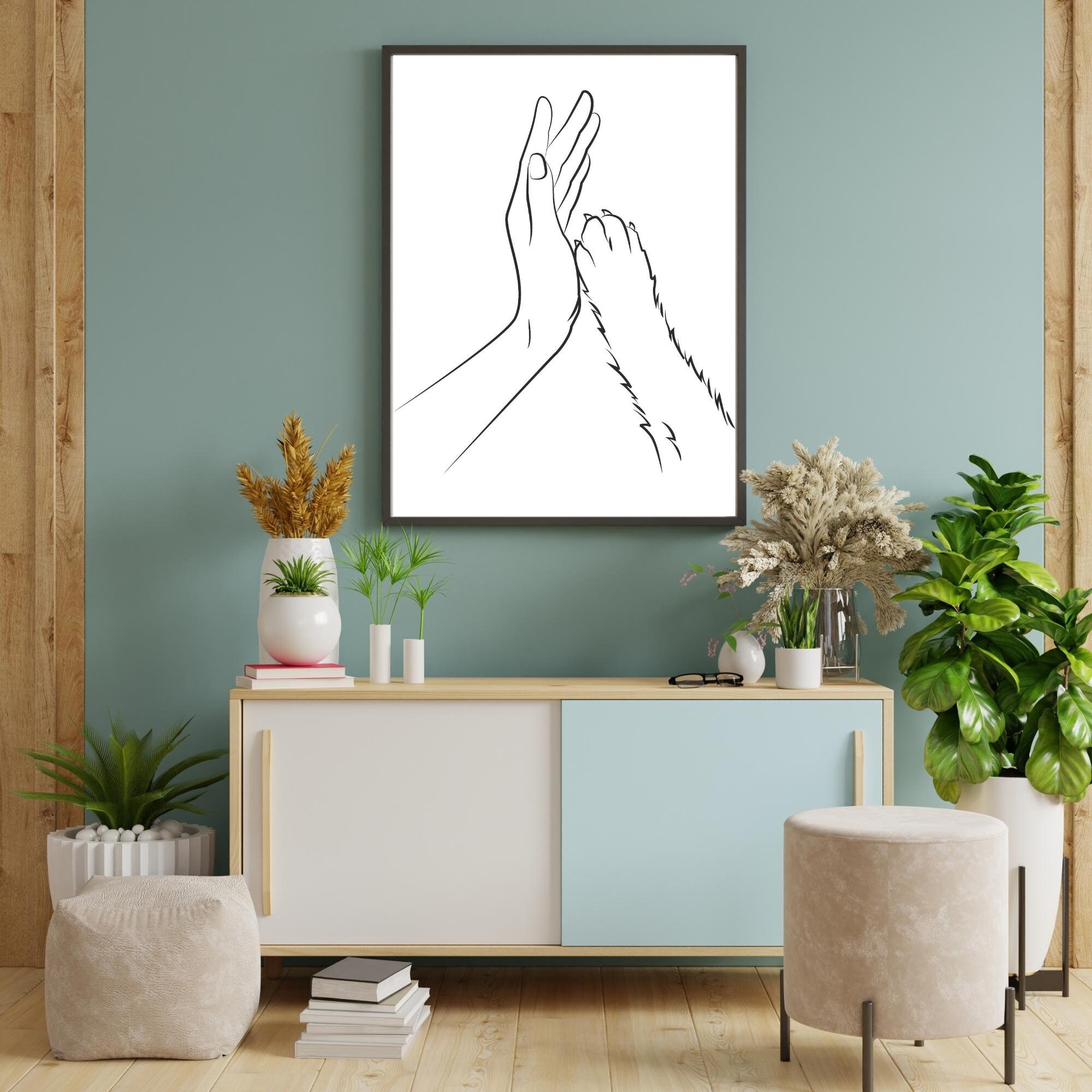 Paw Promise One Line Art Minimalist Paw Drawing High-five Dog Paw and ...
