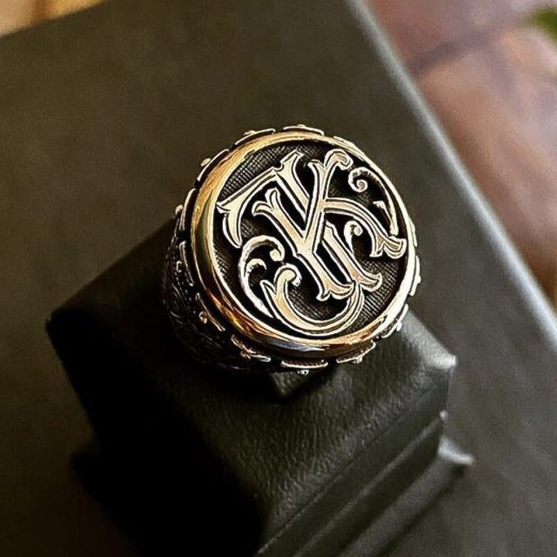 Sterling Monogram Ring - Etsy