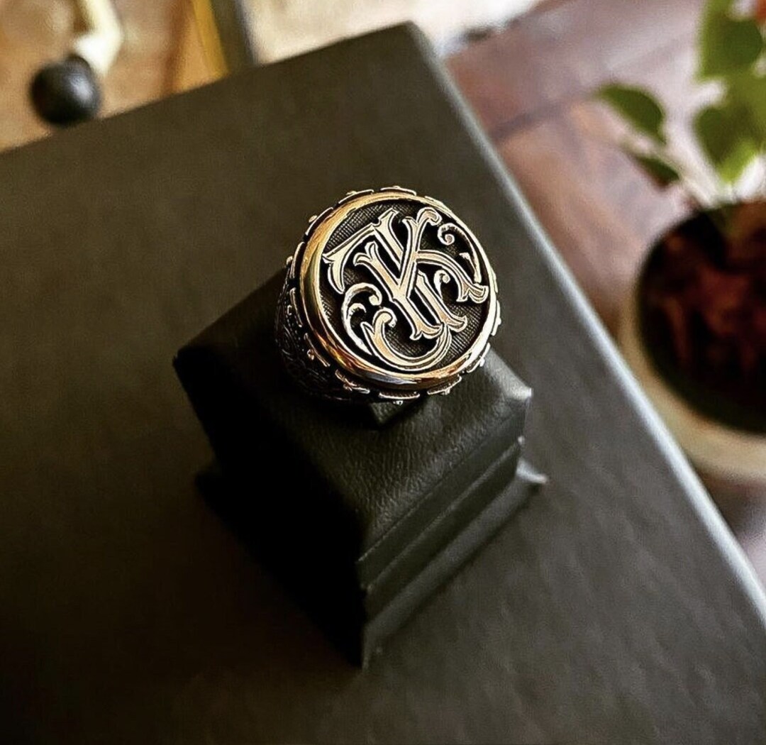 Monogram Personalized Initial 925k Silver Signet Ring, Personalized ...
