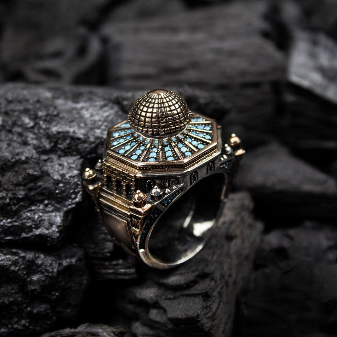 Dome of the Rock Design Silver Man Ring, Handmade 925 Sterling Silver ...