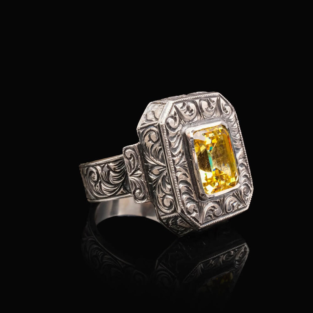 5.00 Ct Mexico Quartz Stone Silver Ring, Real Quartz Original Hand ...